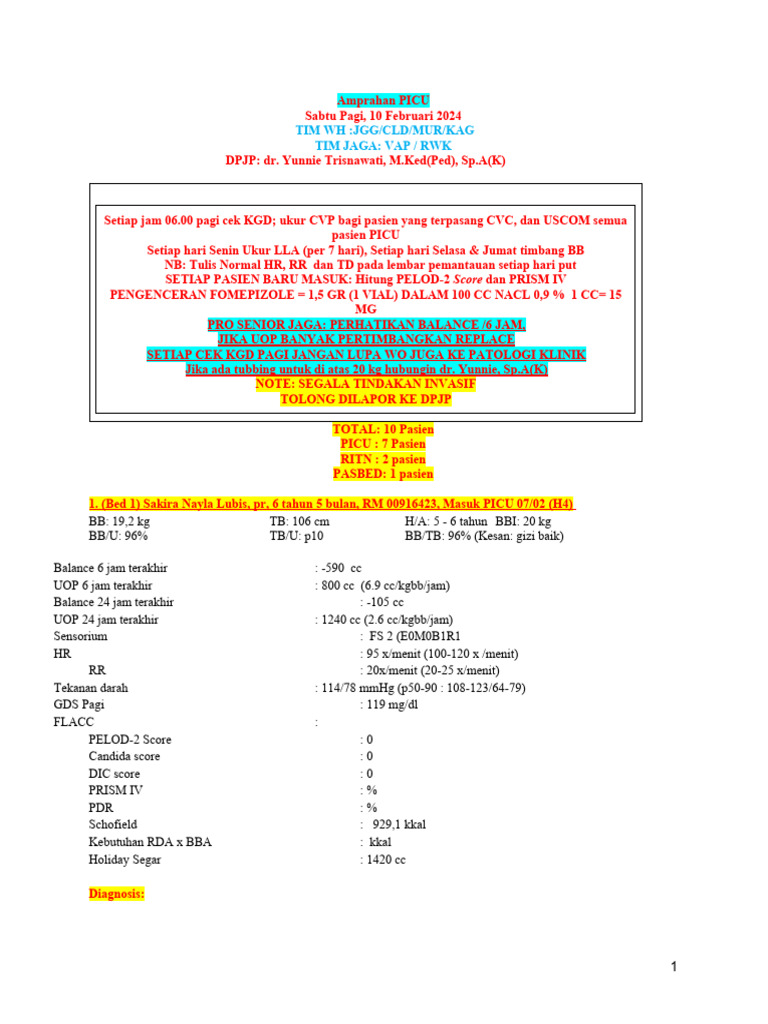 Amprahan PICU Sabtu Pagi, 10 Februari 2024 | PDF