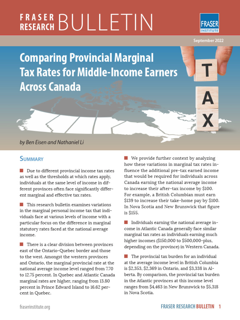 Comparing Provincial Marginal Tax Rates For Middle Income Earners | PDF ...