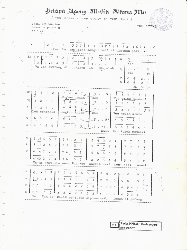 SATB Betapa Agung Mulia NamaMu | PDF