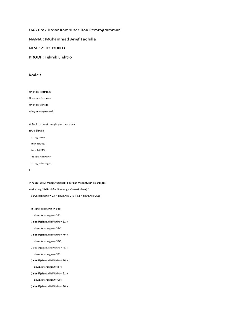 UAS Prak Dasar Komputer Dan Pemrogramman | PDF | Metode & Bahan Ajar | Komputer