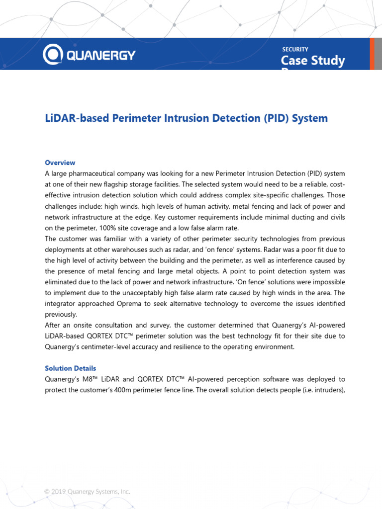 LiDAR Based Perimeter Intrusion Detection PID - QPN 96 00075 | PDF ...