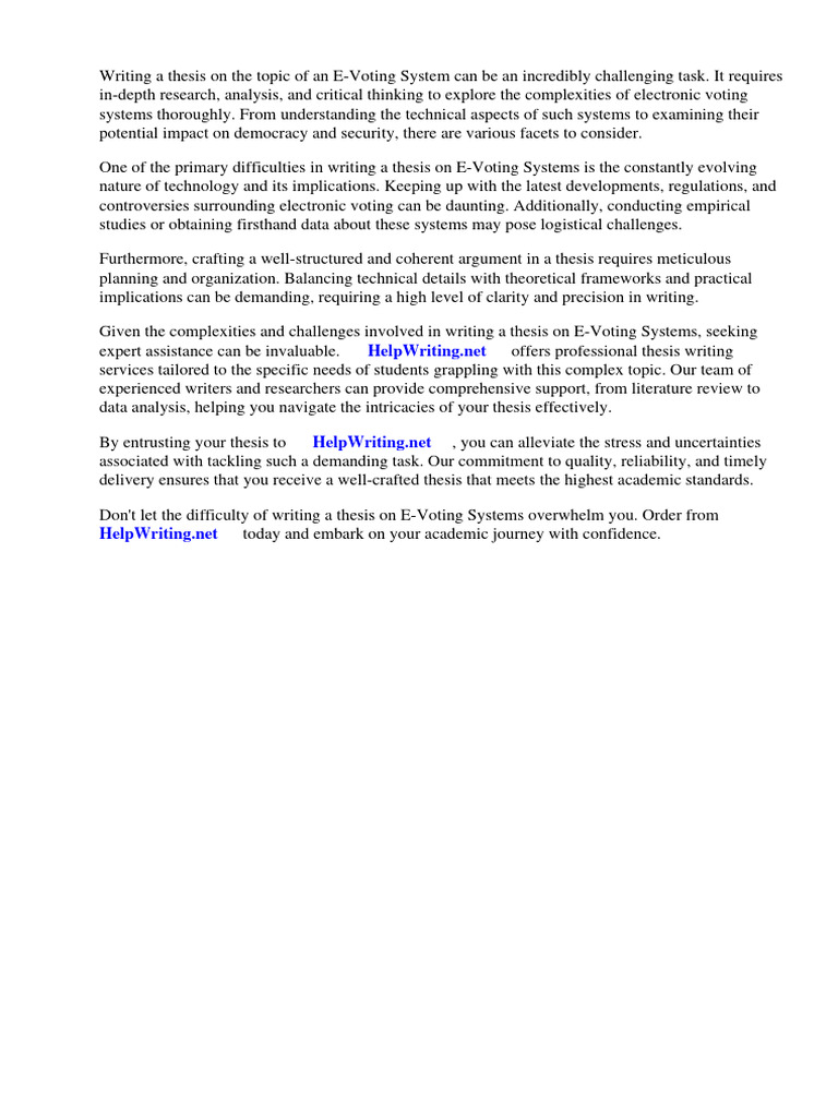 Thesis On E-Voting System | PDF | Electronic Voting | Databases