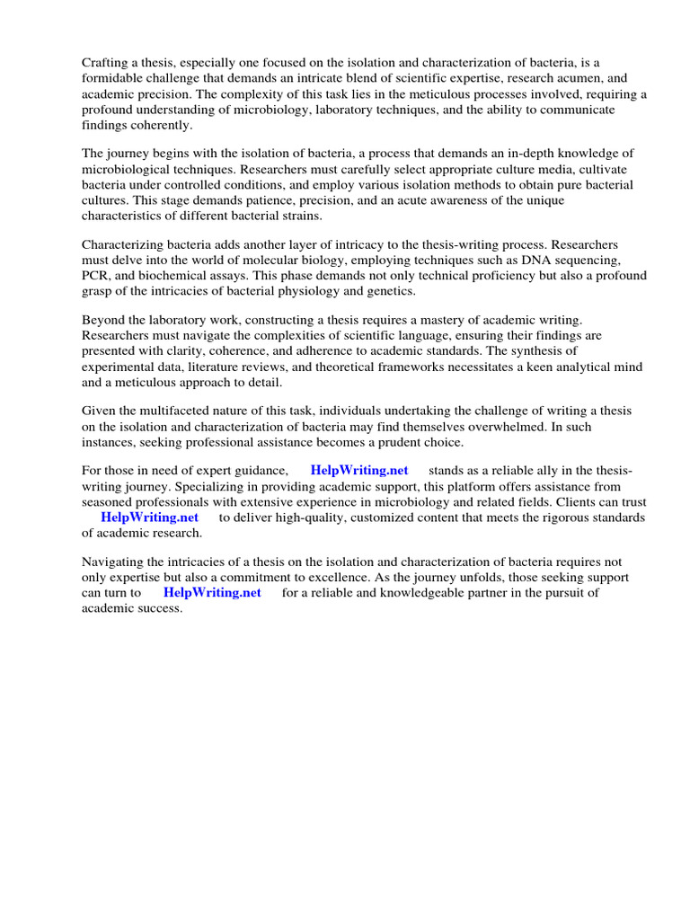 Bacterial Thesis Writing Guide | PDF | Bacteria | Dna Sequencing