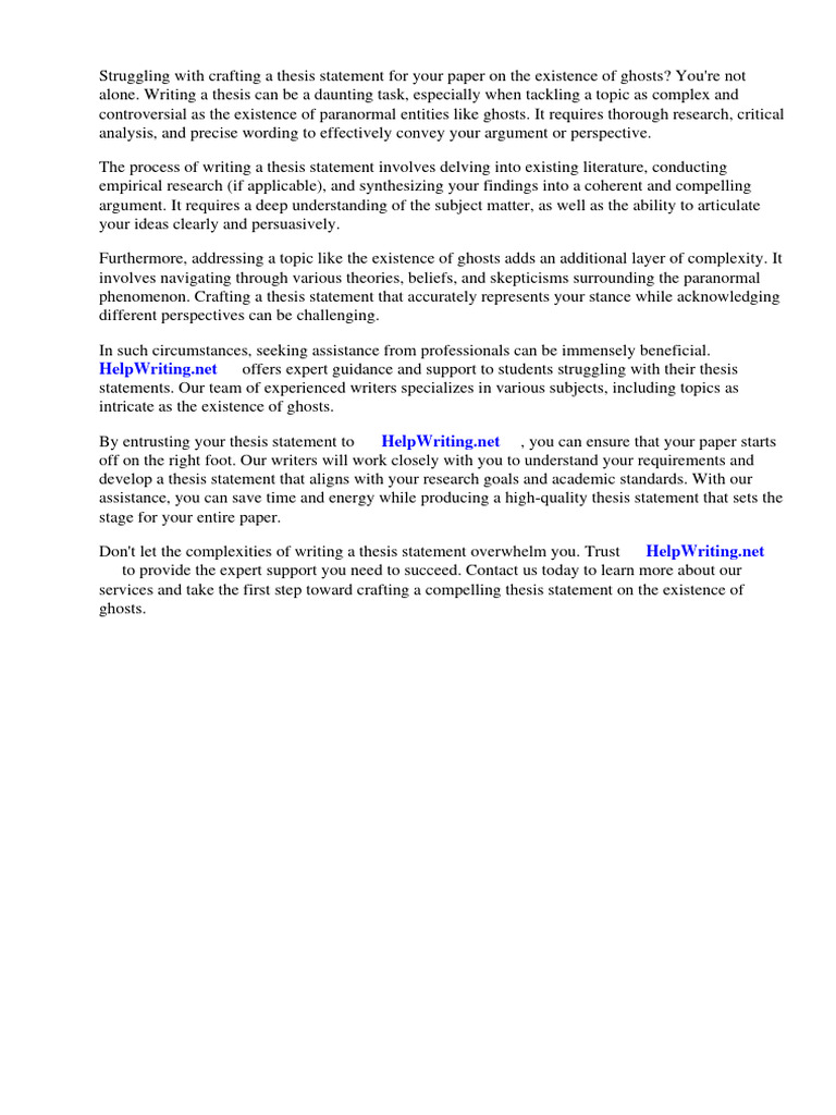 Thesis Statement For Ghosts Exist | PDF | Ghosts | Paranormal