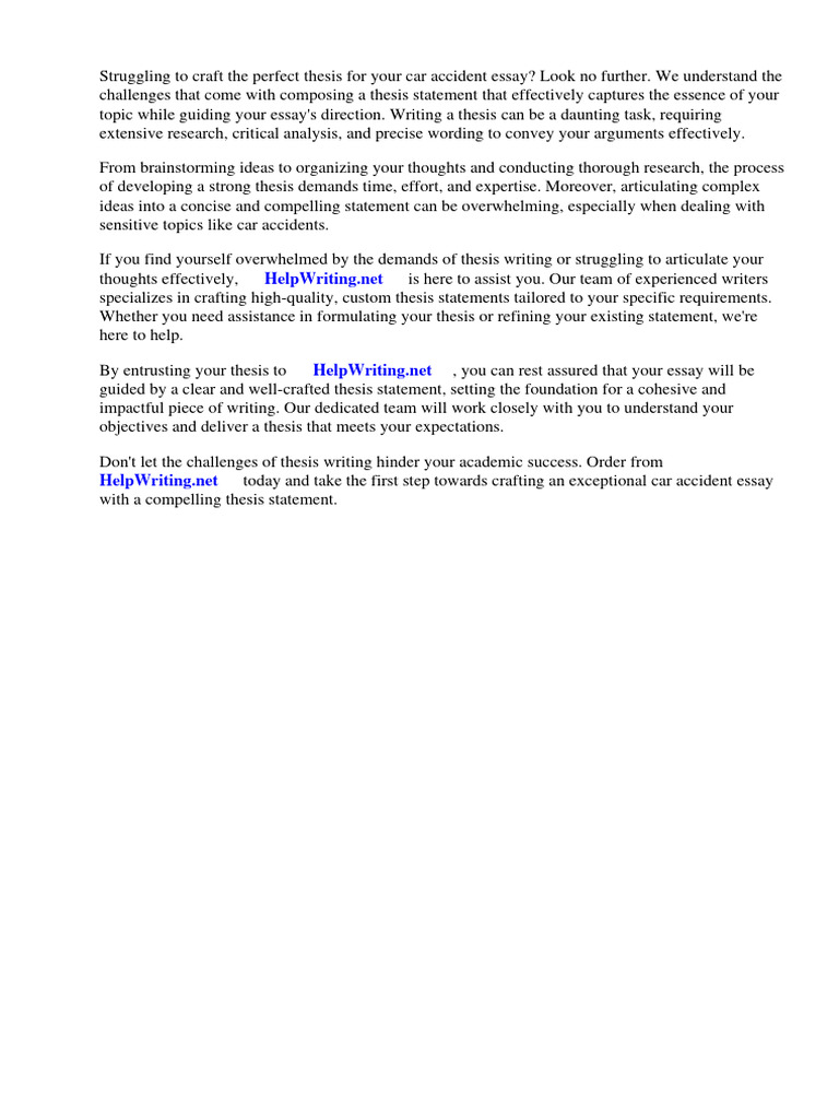 Car Accident Essay Thesis | PDF | Traffic Collision | Road