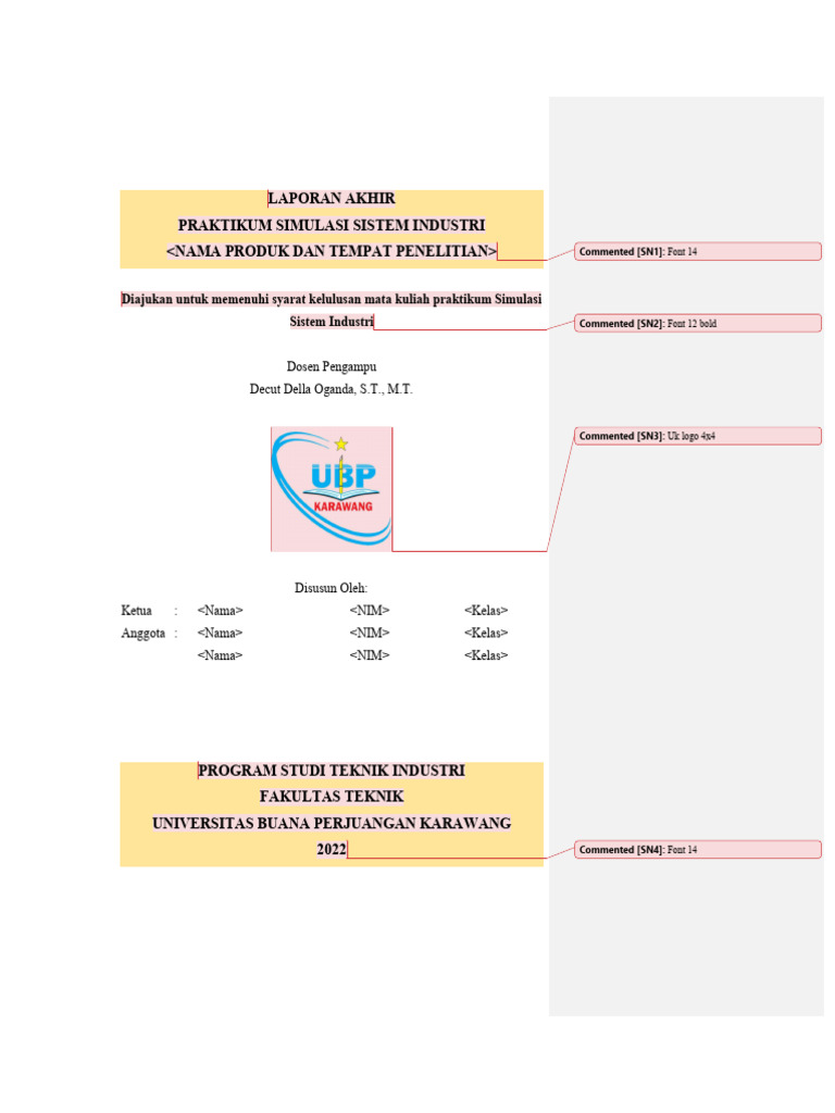 Format Cover Laporan | PDF
