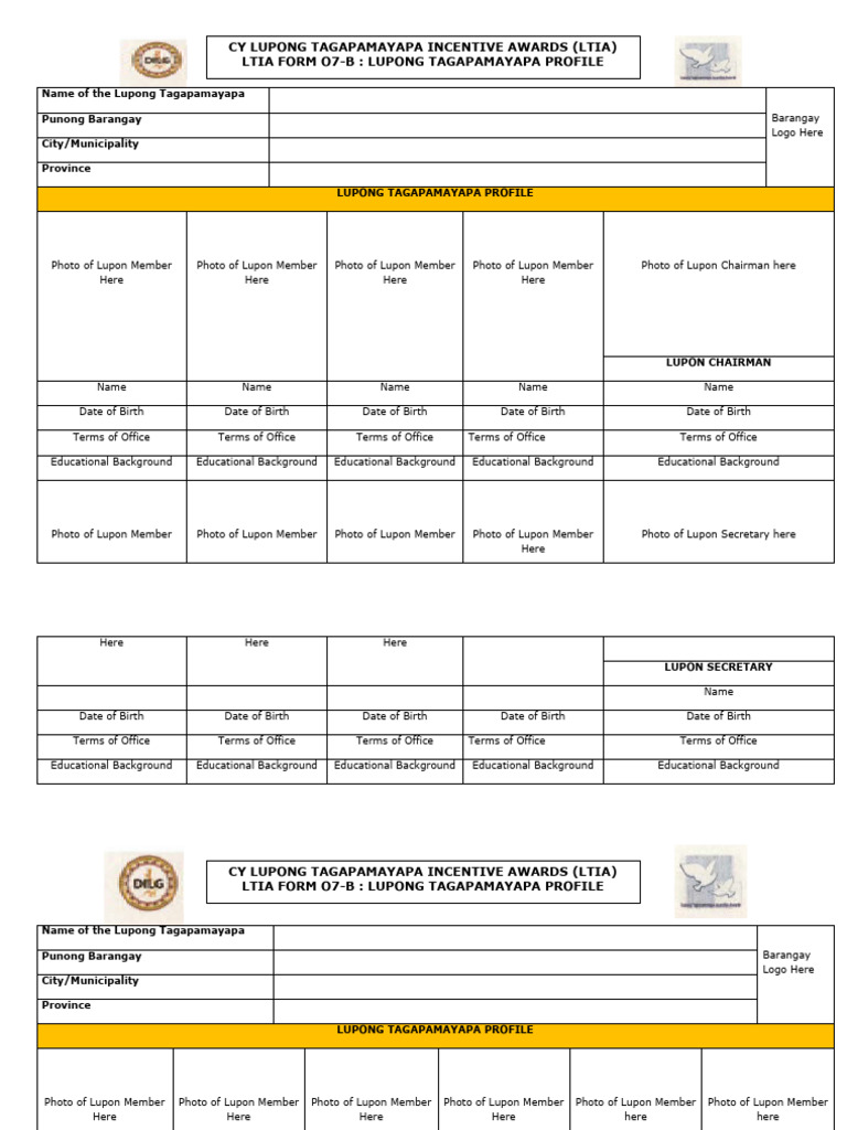 LTIA-Form-07-B-Lupong-Tagapamayapa-Profile | PDF