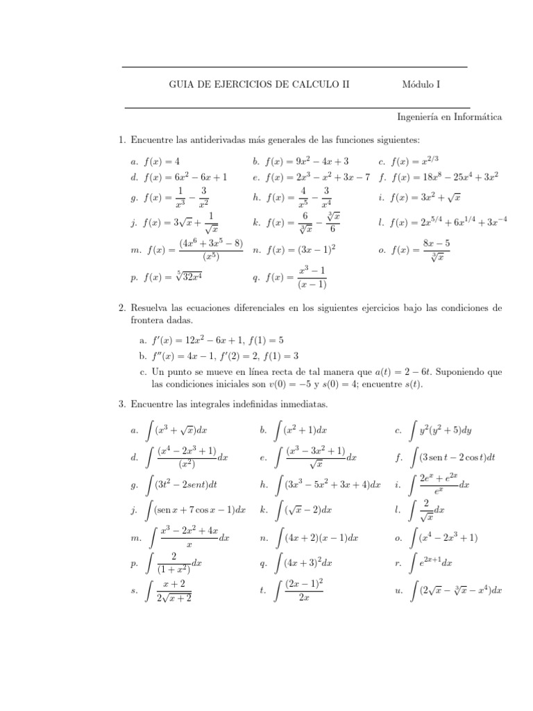 Ejercicios Mod I Cal II | PDF | Integral | Lógica matemática