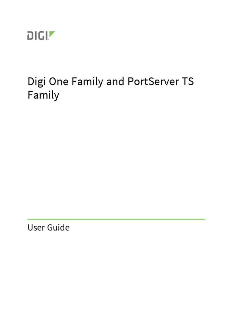 Digi One Family and Portserver Ts Family: User Guide | PDF | Port (Computer Networking) | Ip Address