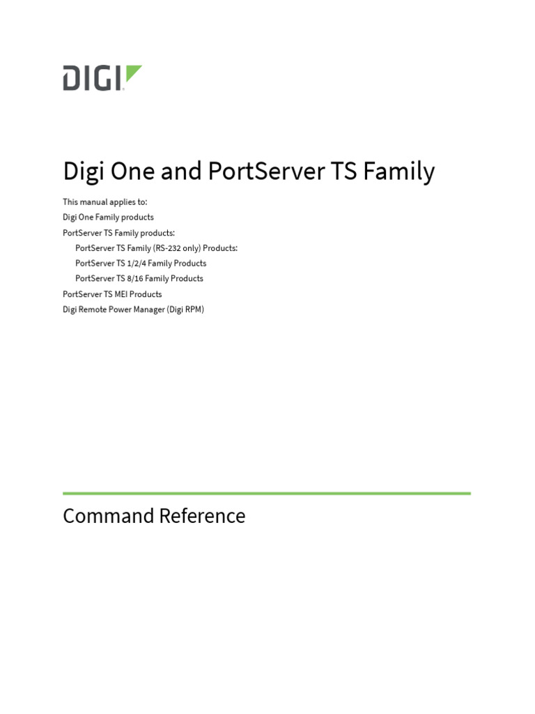 Digi One and Portserver Ts Family: Command Reference | PDF | Command ...