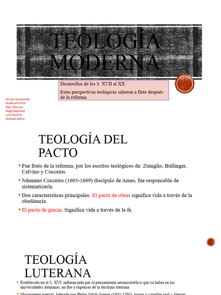 TEOLOGÍA MODERNA Trabajo | PDF