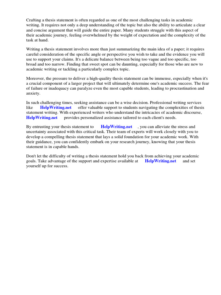 Thesis Statement Opening Sentence | PDF