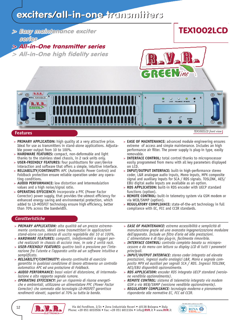 Tex RVR 1002 LCD | PDF | Power Supply | Transmitter