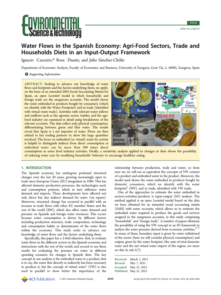 Water Flows in The Spanish Economy Agri | PDF | Input–Output Model ...
