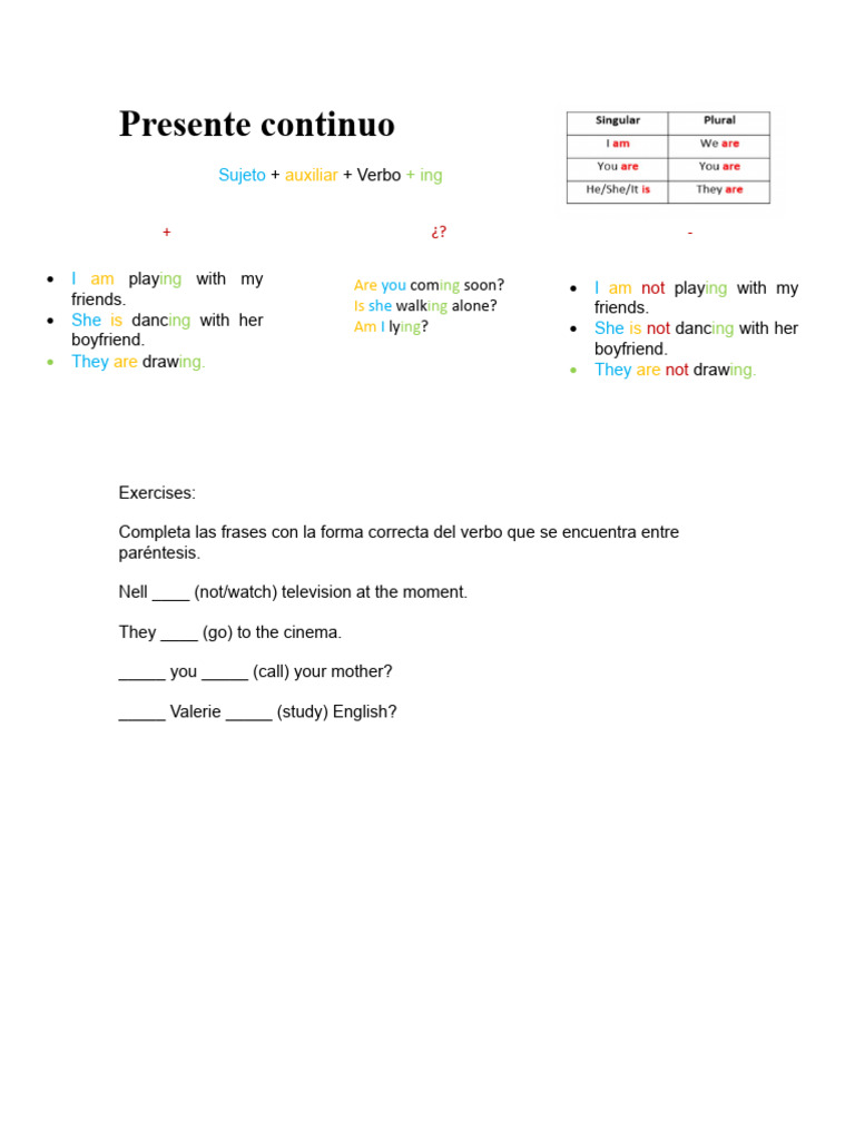 Presente Continuo | PDF