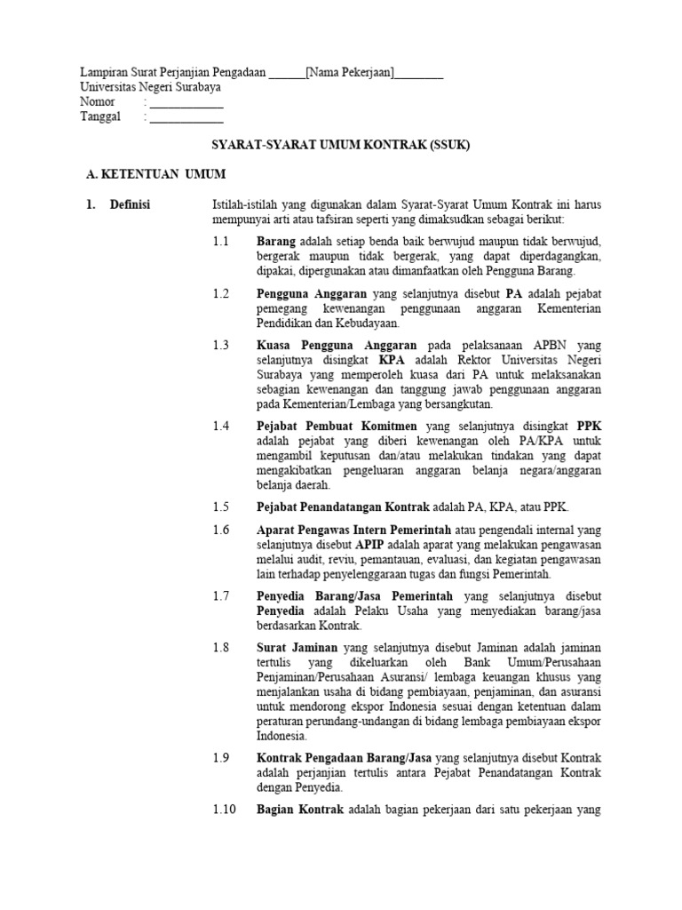 5b. Template DRAFT SSKK & SSUK | PDF | Hukum