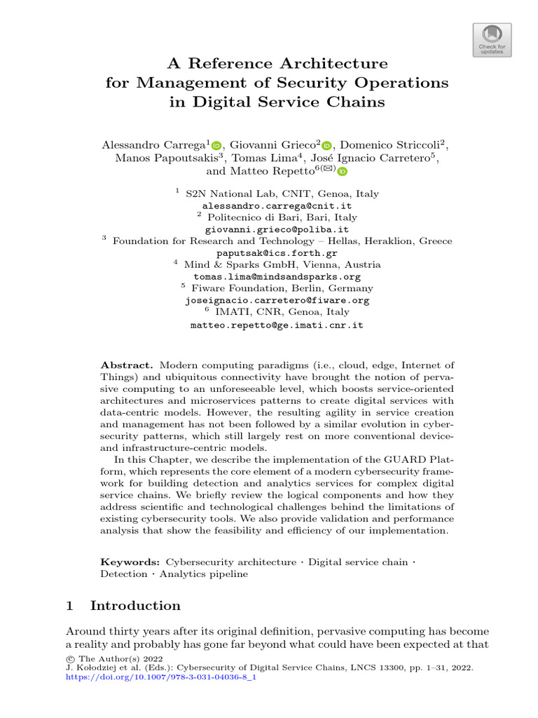 A Reference Architecture For Management of Security Operations in ...