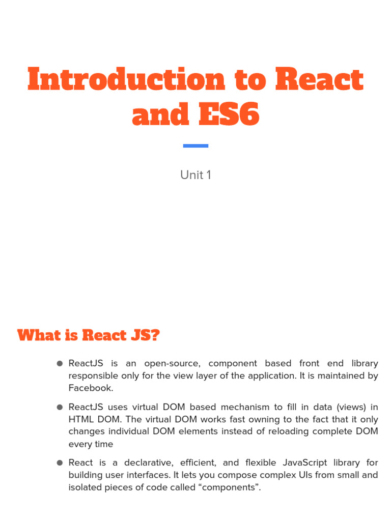 Unit-1 Introduction To React and ES6 OLD | PDF | Software Industry ...