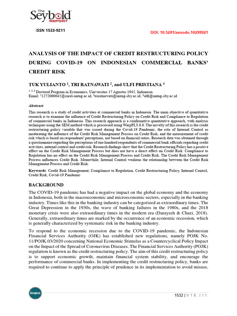 Analysis of The Impact of Credit Restructuring Policy During Covid-19 ...