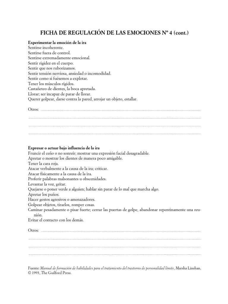 Regulación Emocional Pdf Las Emociones Ira