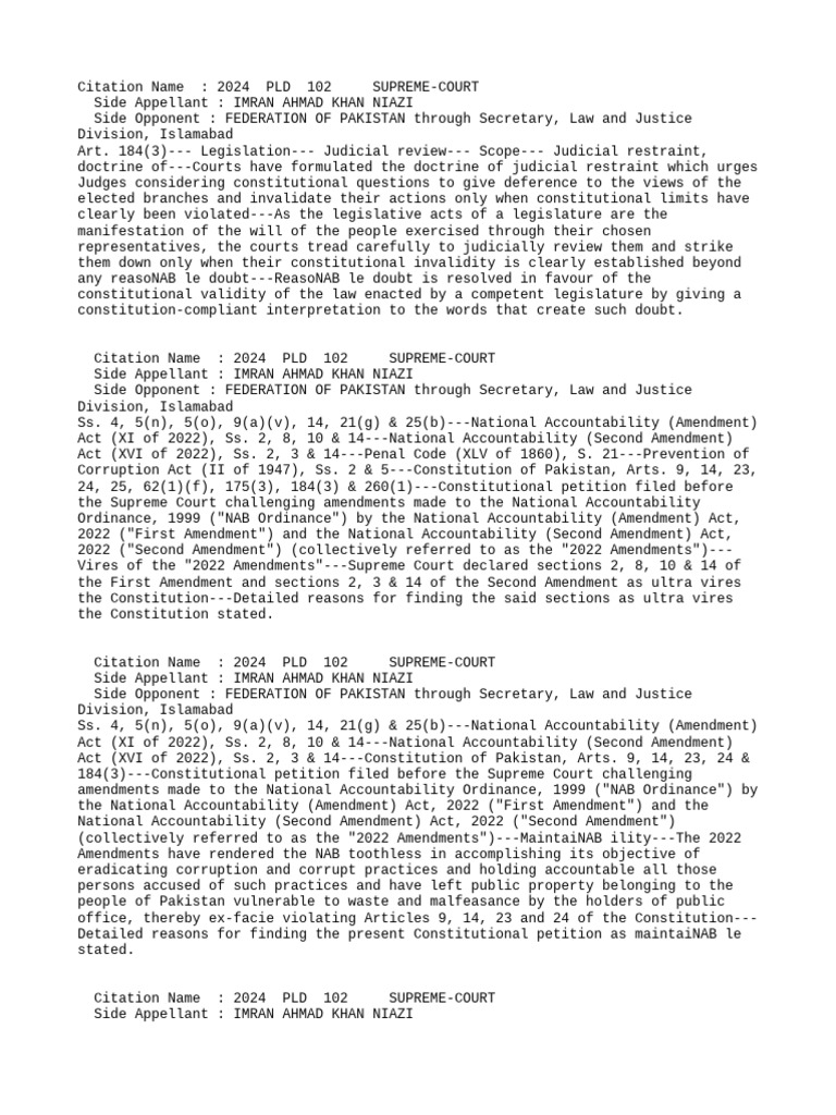 Supreme Court Ruling on NAB Amendments | PDF | Judicial Review ...
