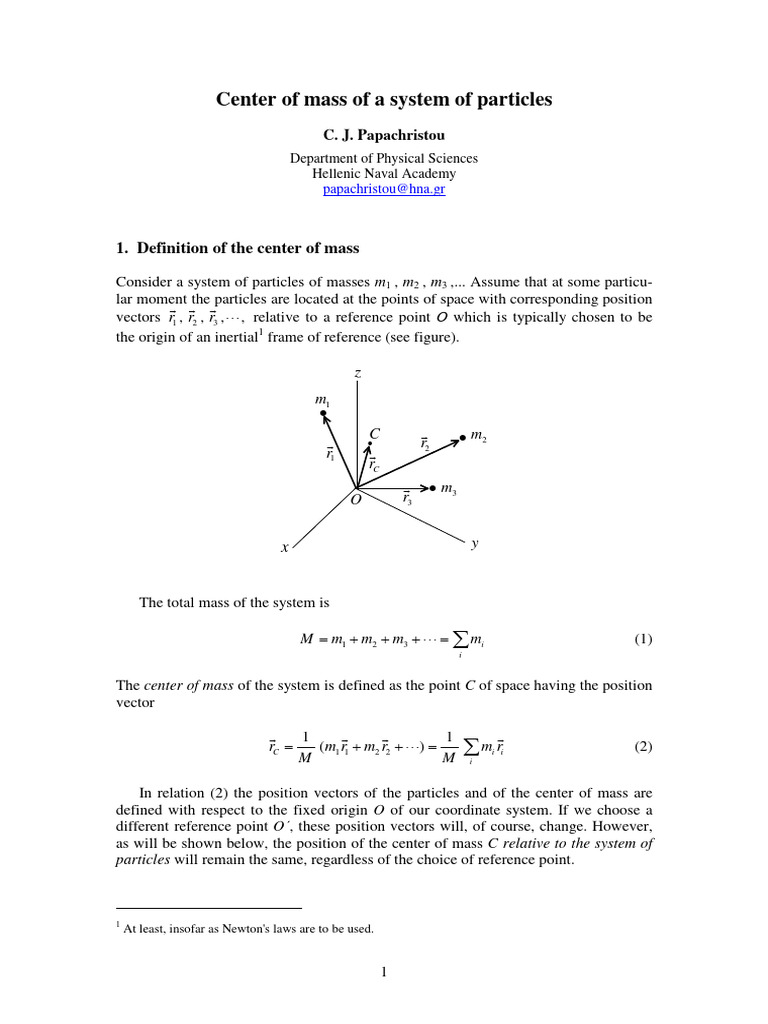 Center of Mass and Its Properties | PDF | Rotation Around A Fixed Axis ...