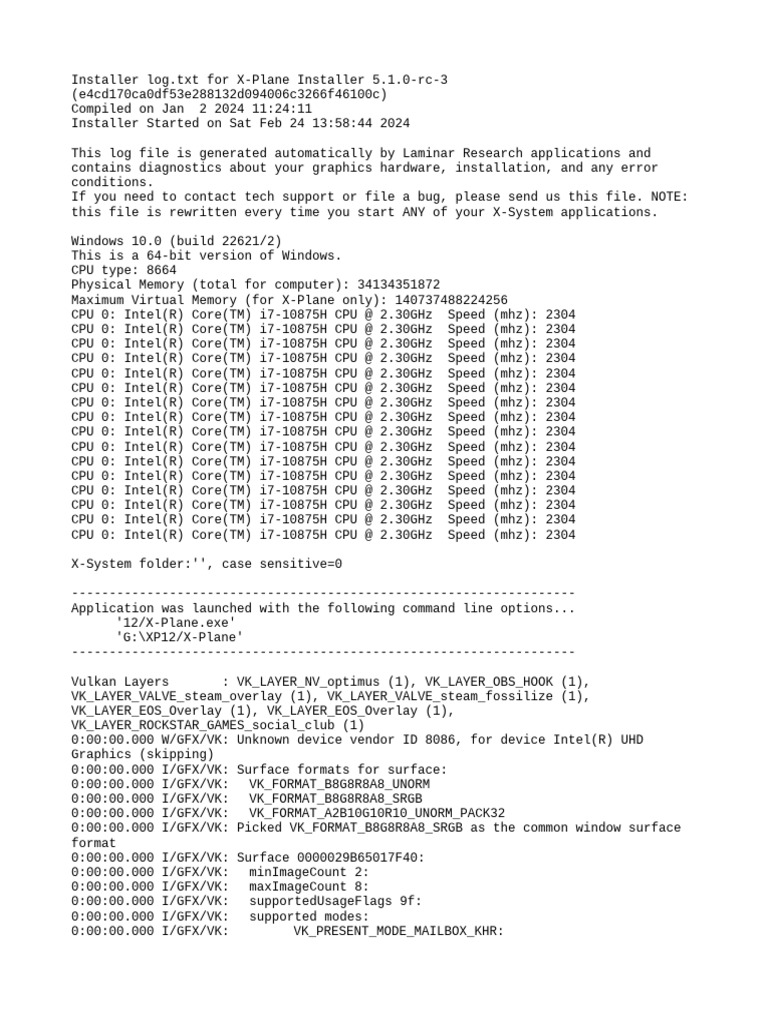 X-Plane Installer Log | PDF | Central Processing Unit | Shader