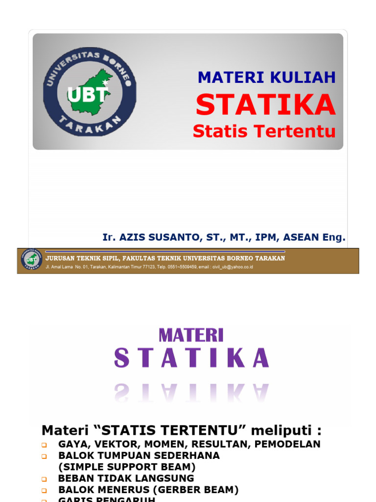 STATIKA - 1 - Balok Tumpuan Sederhana | PDF