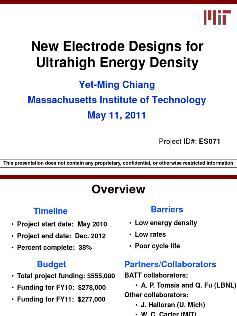 Innovative Electrode Designs for High Energy Density | PDF | Lithium ...