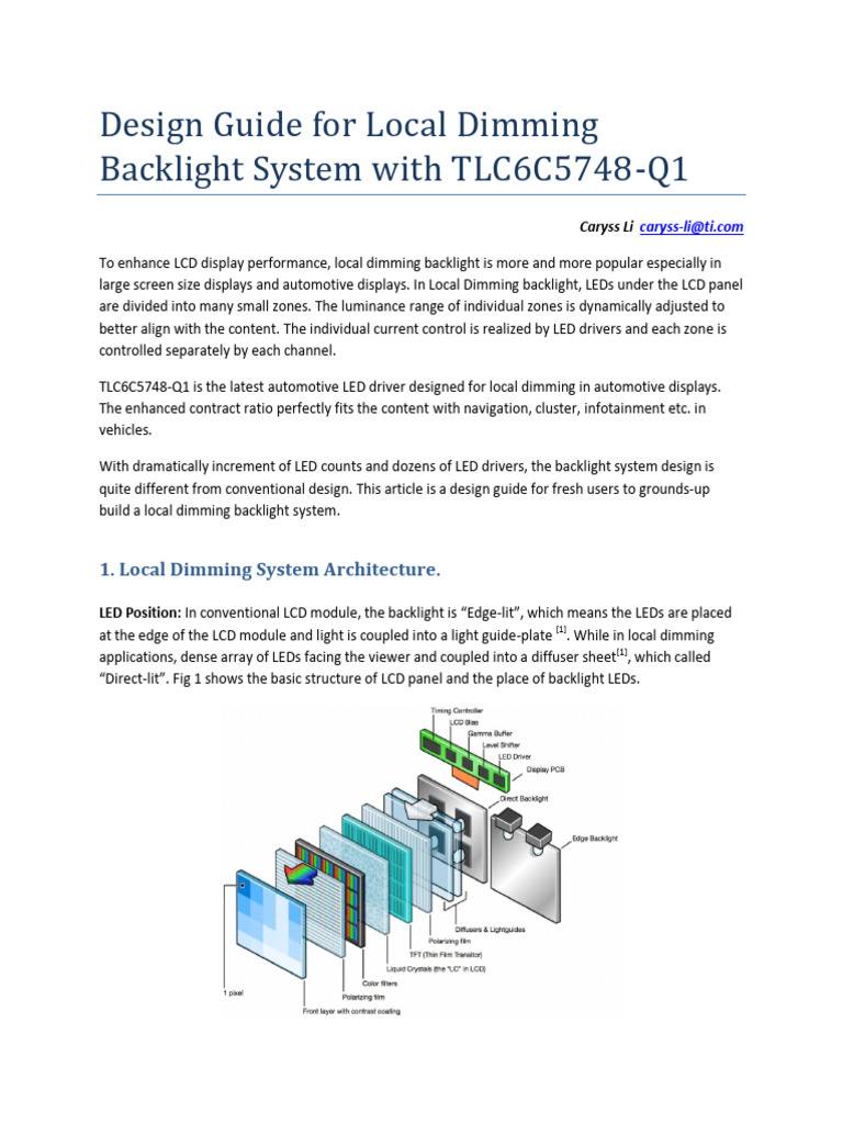 Design Guide For Local Dimming Backlight With TLC6C5748-Q1 | PDF ...
