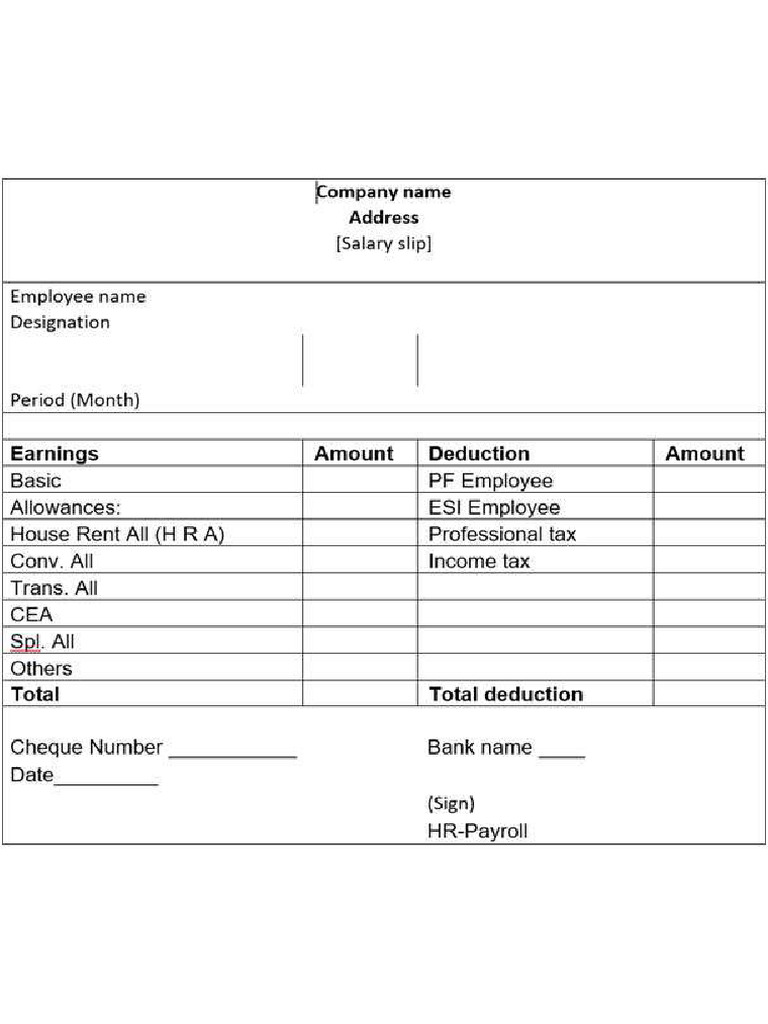 Salary Slips Format | PDF