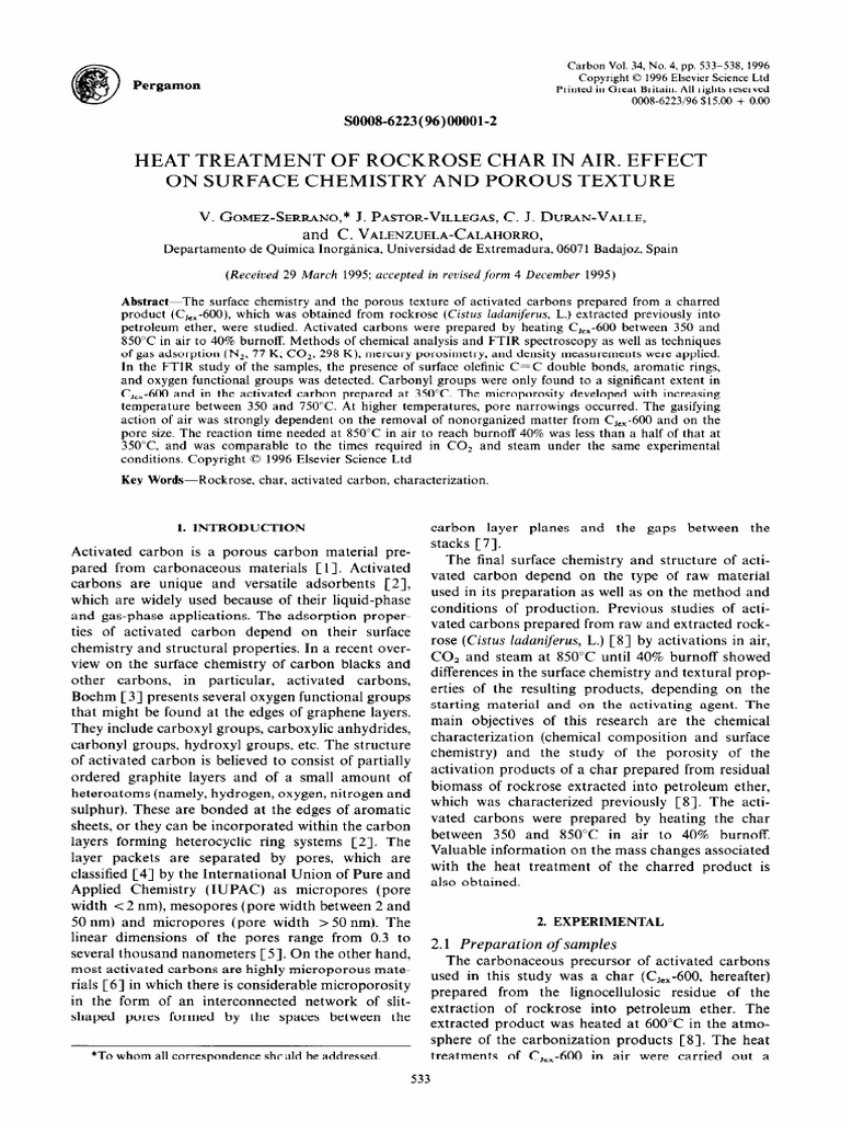 Gomez-serrano_1996_carbon-Heat Treatment of Rockrose Char in Air ...