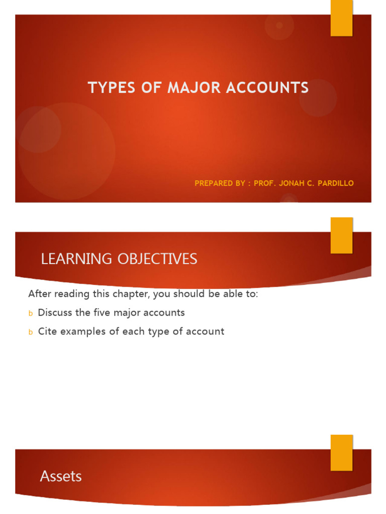 Week 011 Types of Major Accounts | PDF | Revenue | Expense