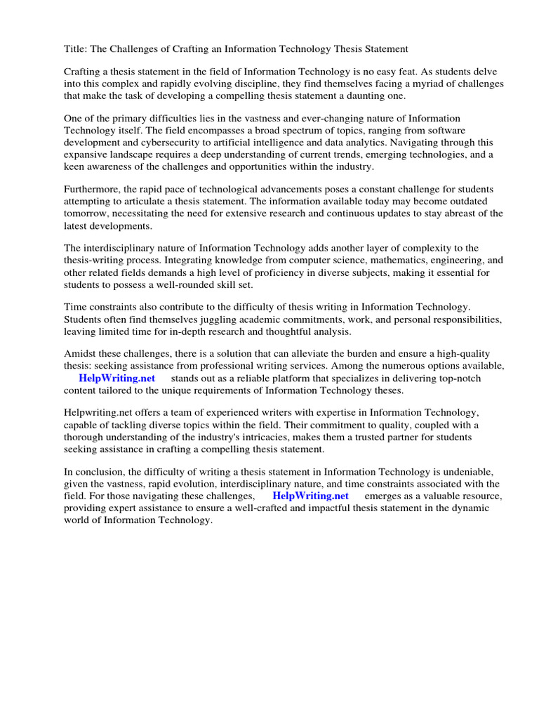 Information Technology Thesis Statement | PDF | Android (Operating System) | Ios