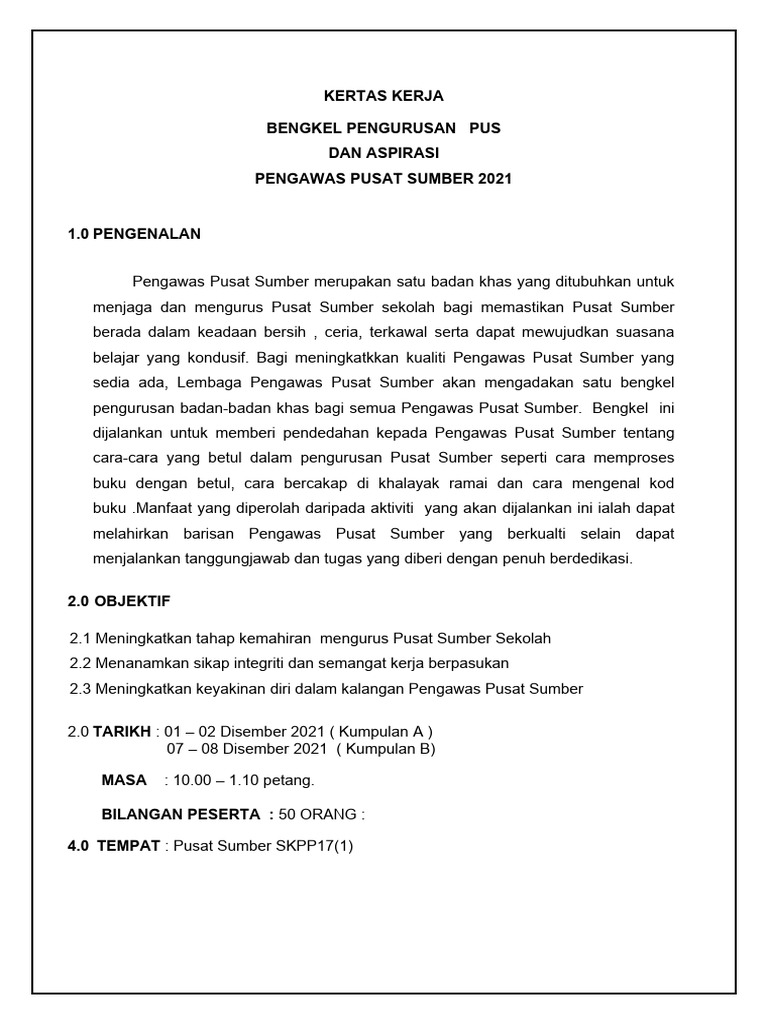 Kertas Kerja Bengkel Proses Teknik Bahan PSS | PDF