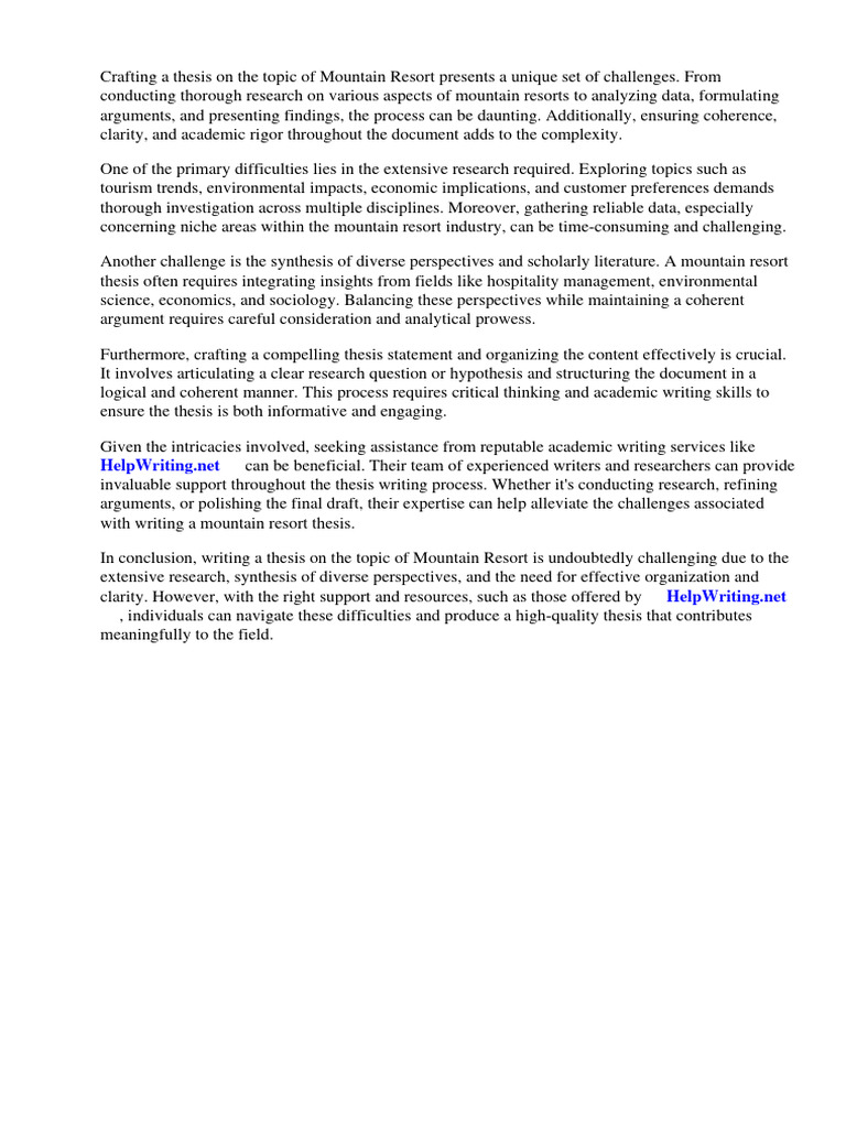 Mountain Resort Thesis | PDF