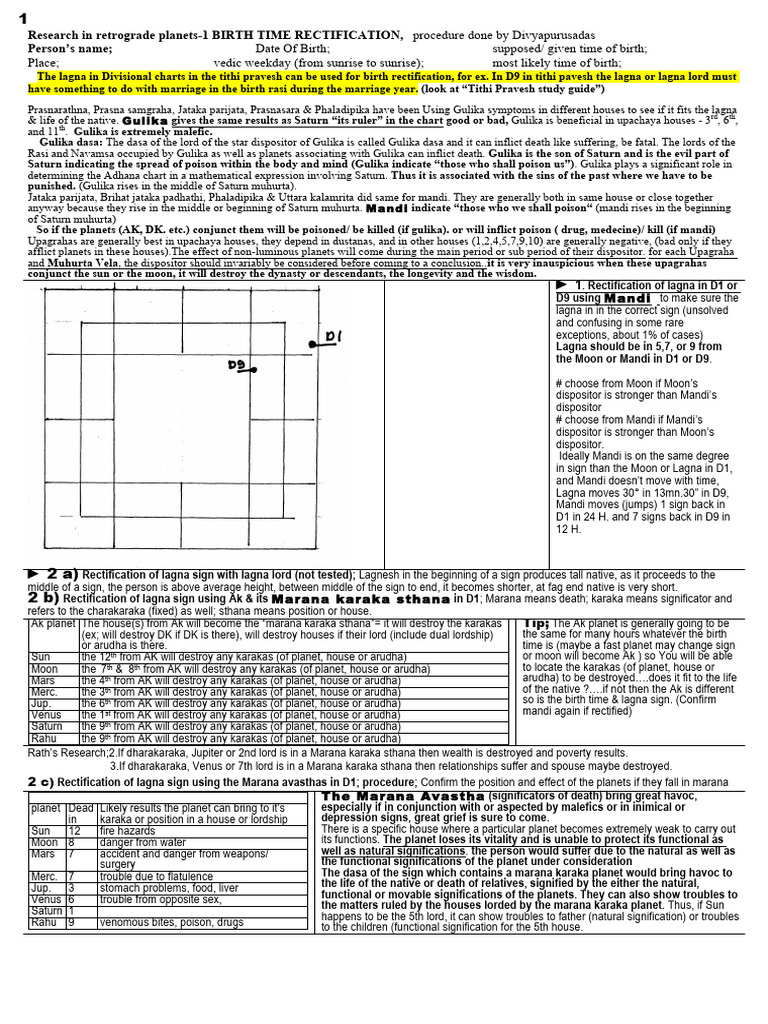 Birth Rectification - Full | PDF | Planets In Astrology | Astronomy