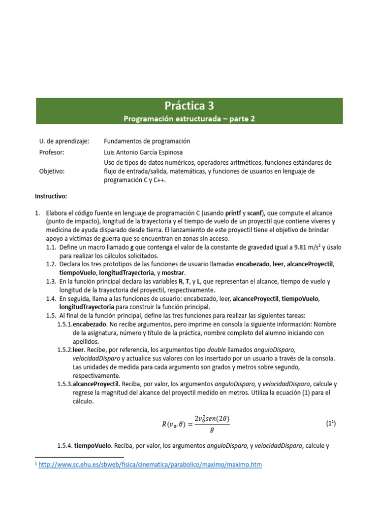 Practica3 ProgEstructurada | PDF | Programación de computadoras | Lenguaje de programación