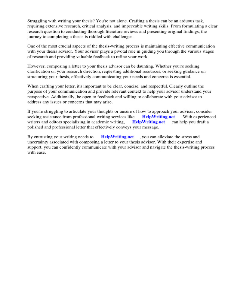 Letter To Thesis Advisor | PDF | Thesis | Statistics