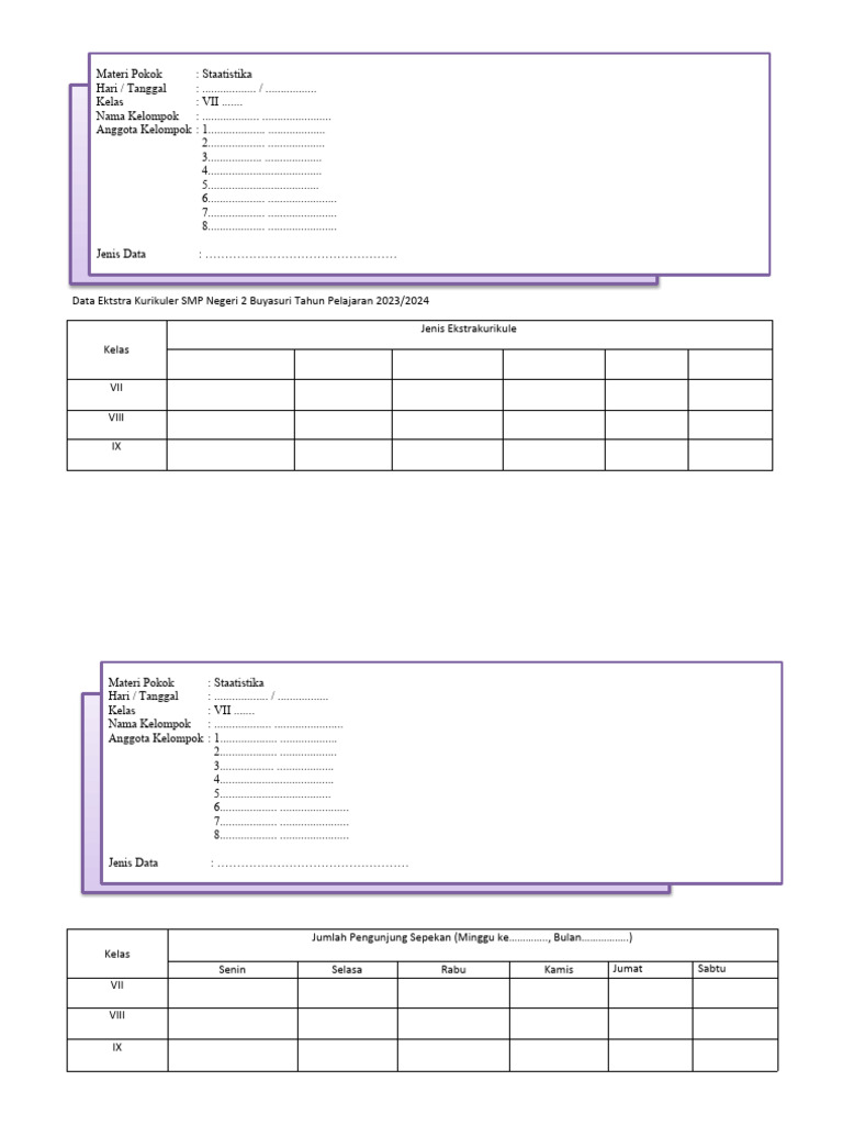 Format Pengumpulan Data Kelompok | PDF