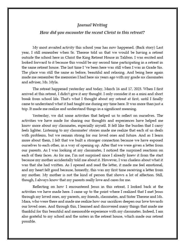 Encountering Christ: Retreat Reflection | PDF