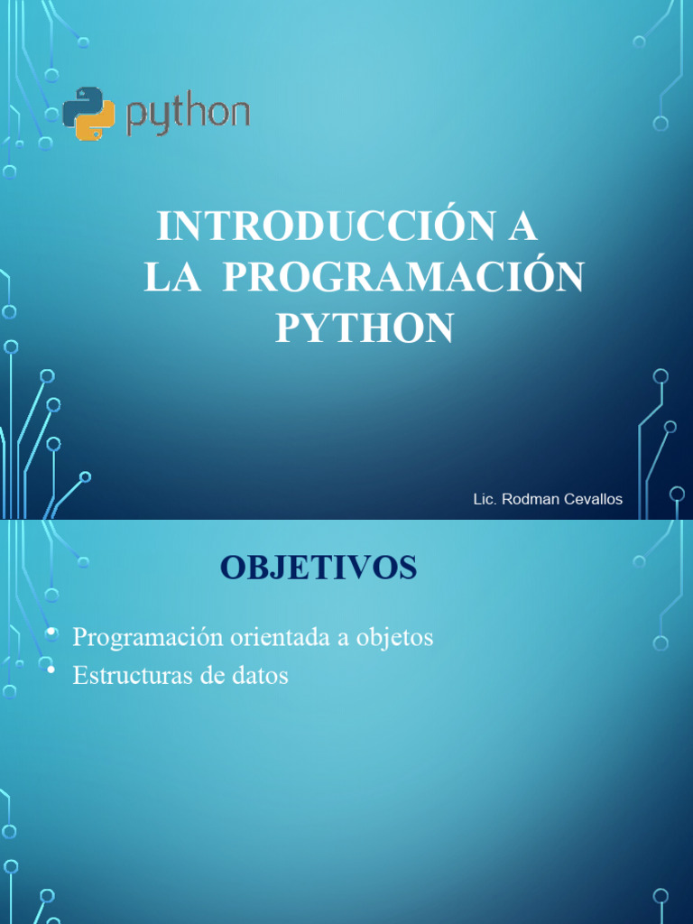 Introducción A La Programación Python Pdf Objeto Informática Python Lenguaje De 