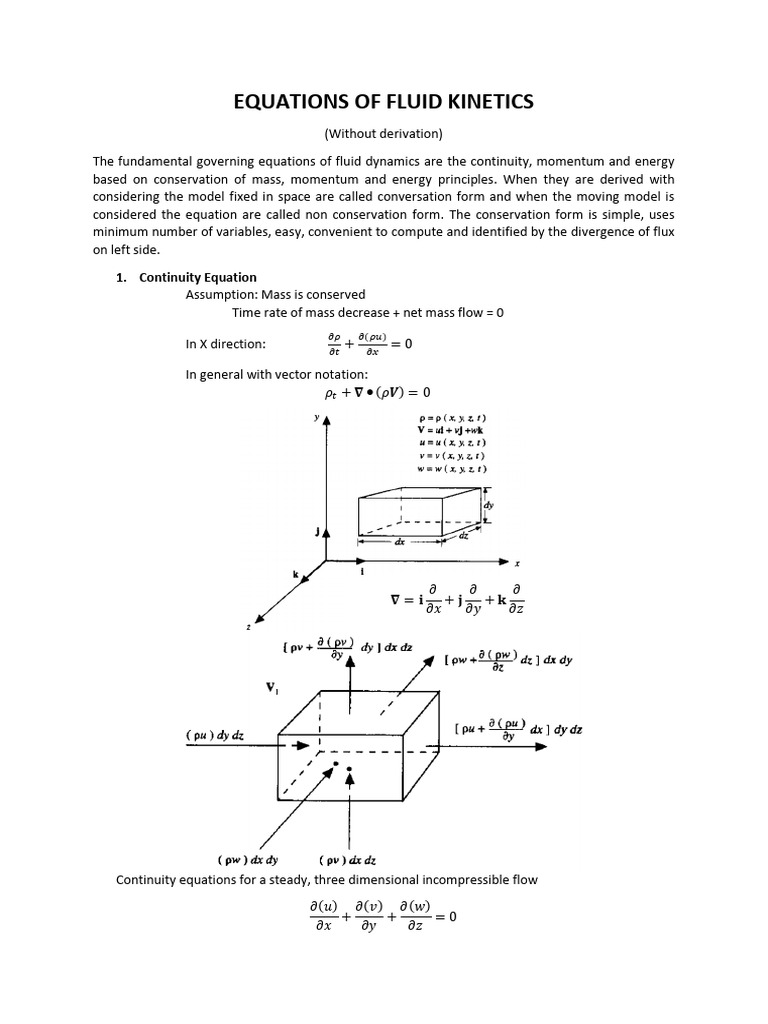 Unit 2 - Equations of Fluid Kinetics | PDF