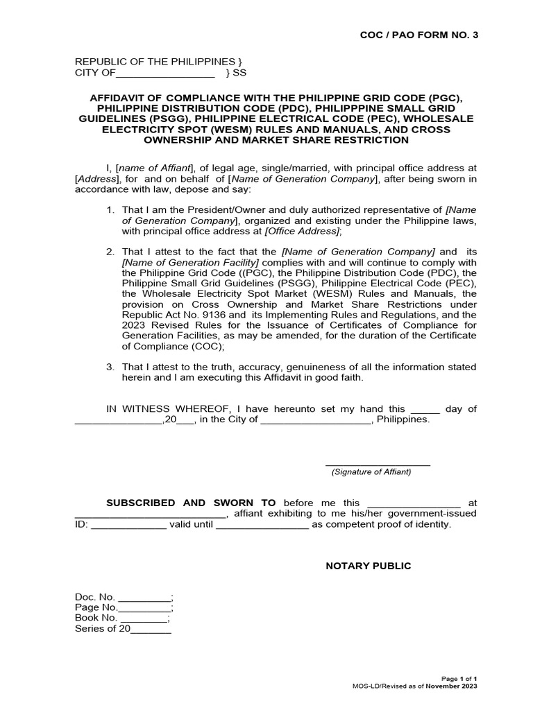 1.COC Form No. 3 Consolidated Affidavit - Vernov2023 | PDF | Affidavit ...