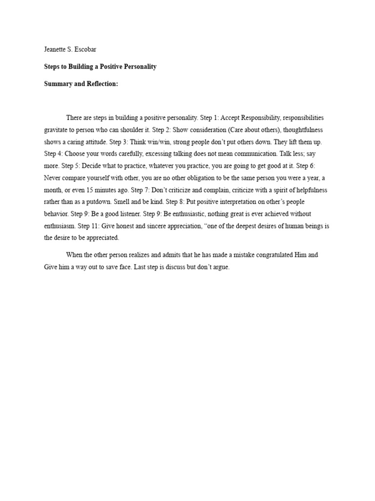 Steps To Building A Positive Personality | PDF