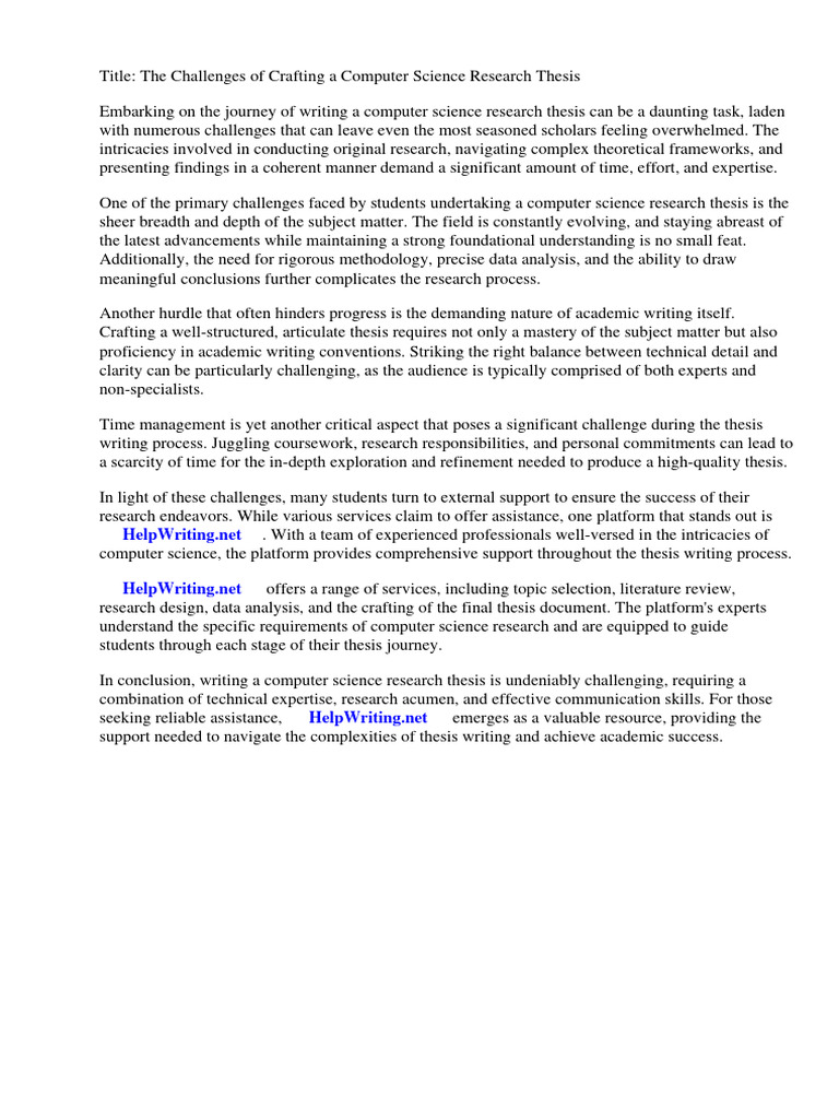 Computer Science Research Thesis | PDF | Thesis | Computer Science