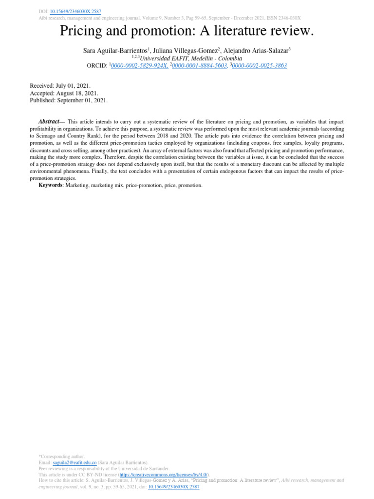 Pricing and Promotion Literature Review | PDF | Marketing | Pricing