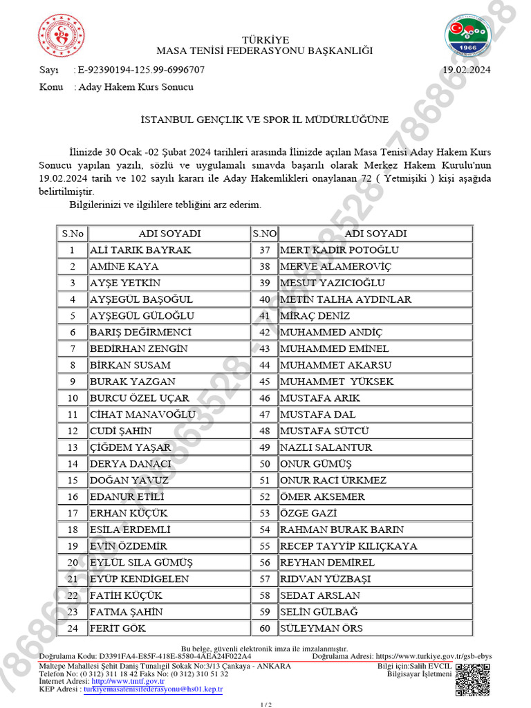 Federasyon Aday Hakem Yazısı | PDF