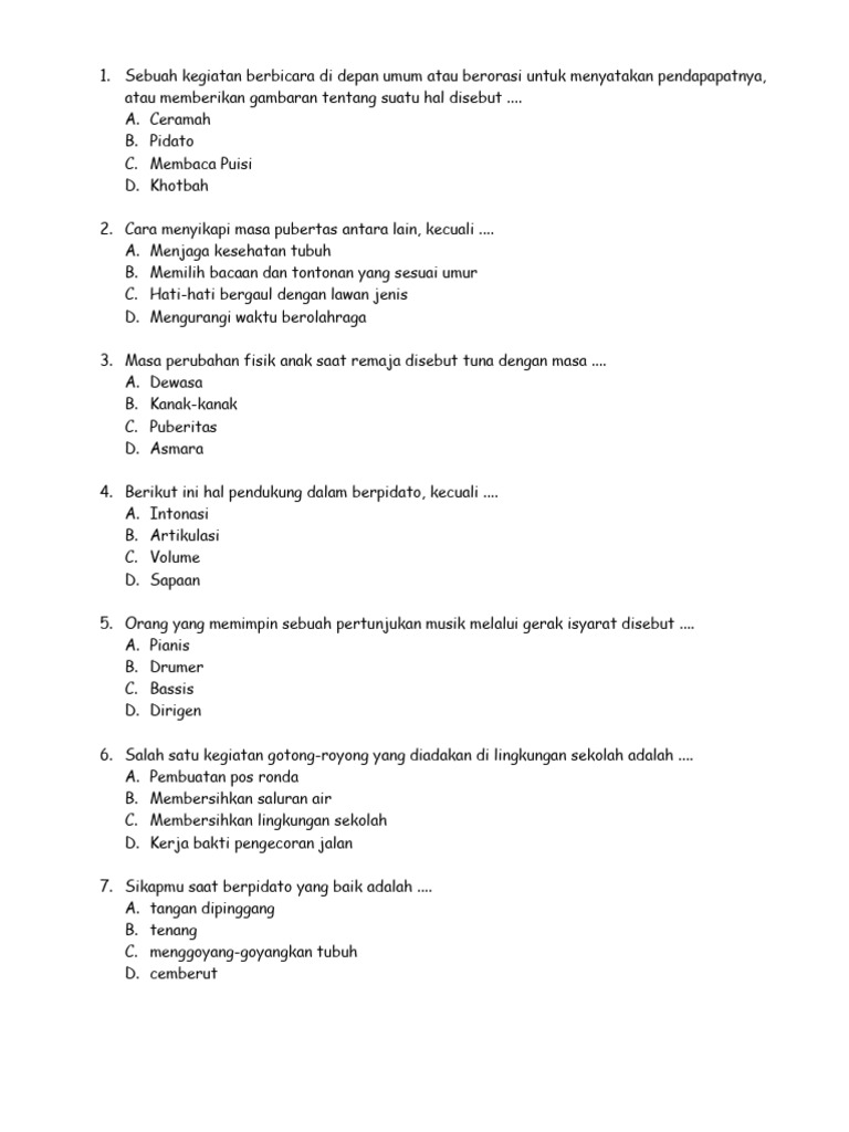 Latihan Soal PTS Tema 7 Kelas 6 | PDF