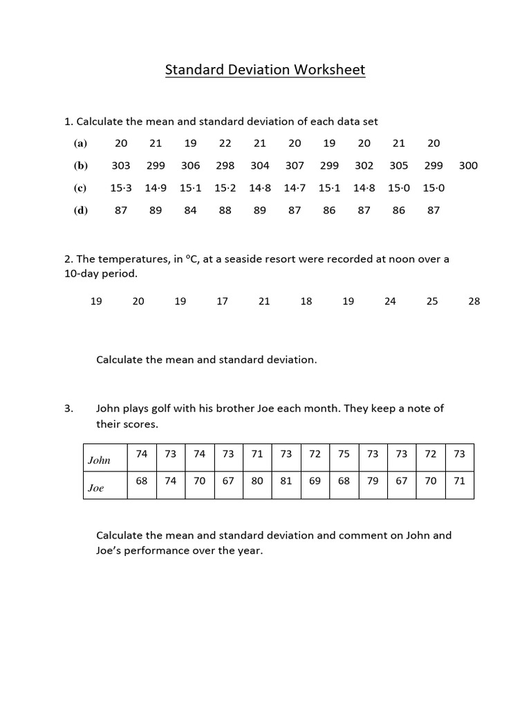 Standard-Deviation-Worksheet-1 | PDF